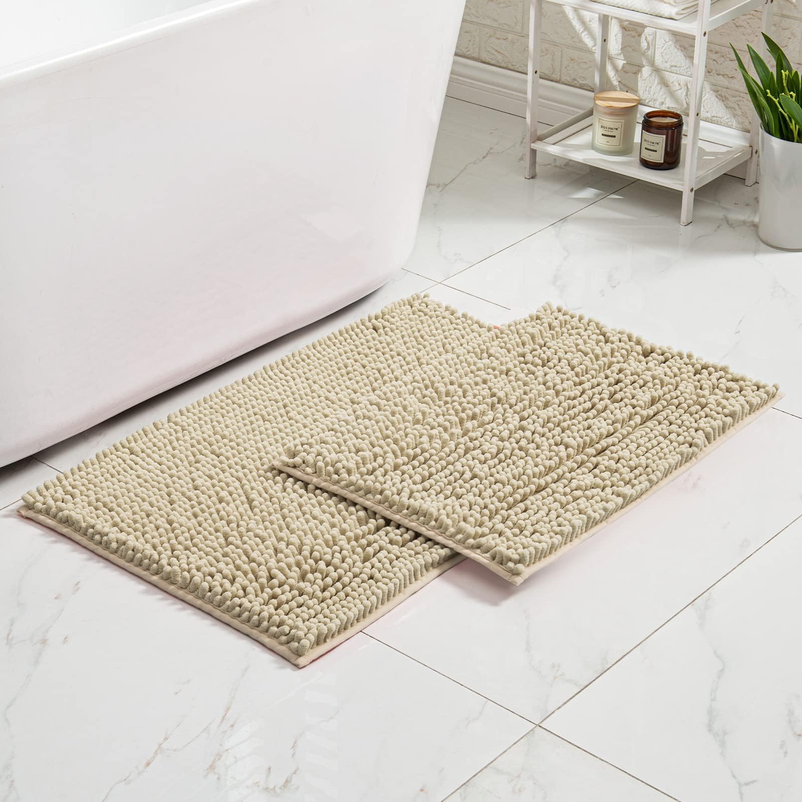 Amazon.com: CozeCube Chenille Bath mats for Bathroom Non Slip, Soft ...