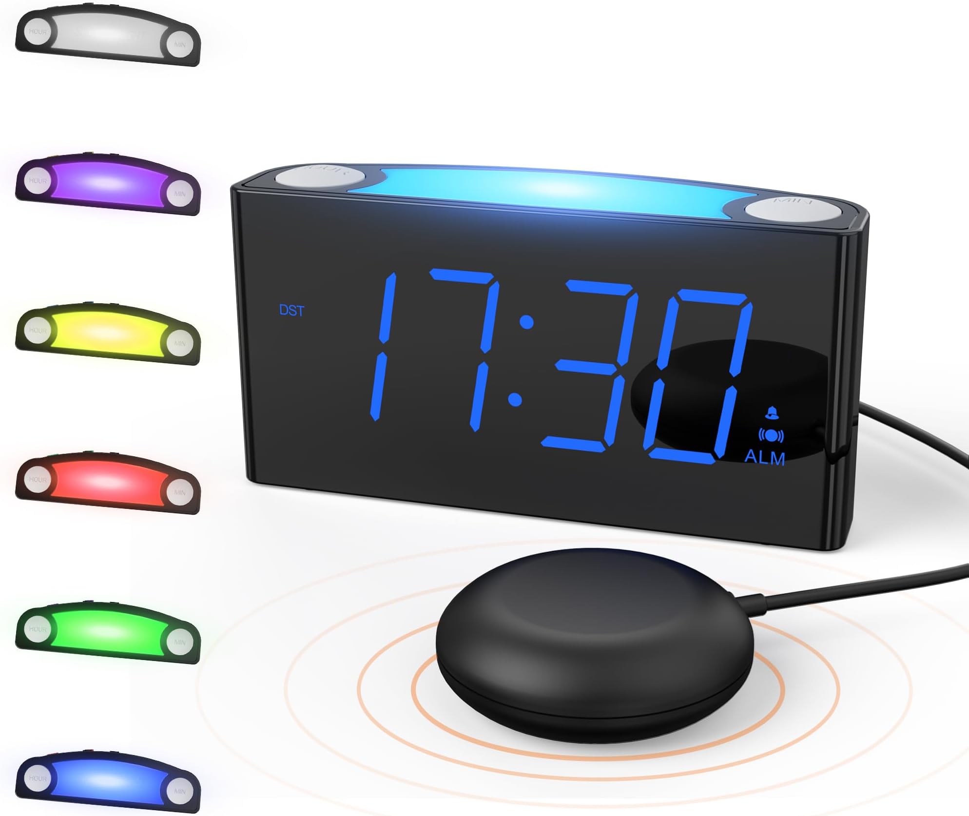 Vibrating Alarm Clock for Heavy Sleeper/Deaf/Hear Impaired, Loud Alarm ...
