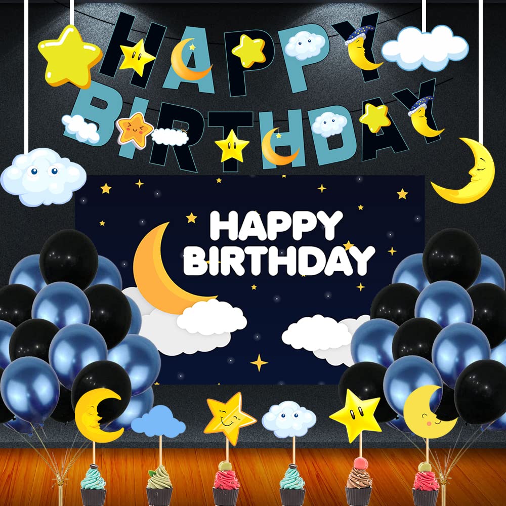 Buy Dekor Spree Moon Star Theme Birthday Decoration Kit for Kids / Moon ...