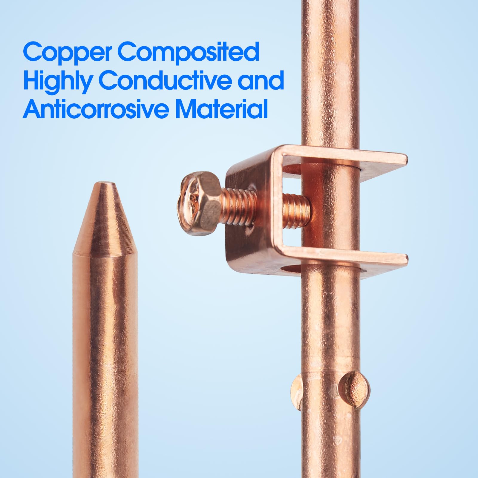 Copper Rod Portable Ground Rod - Copper Electrical Grounding Pin With ...