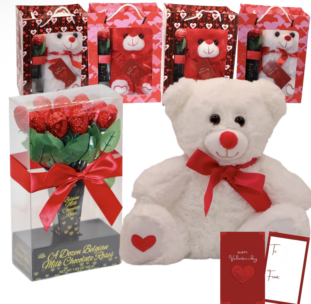 Amazon.com : C15 Valentine Gift Set; Milk Chocolate Roses with Cute ...