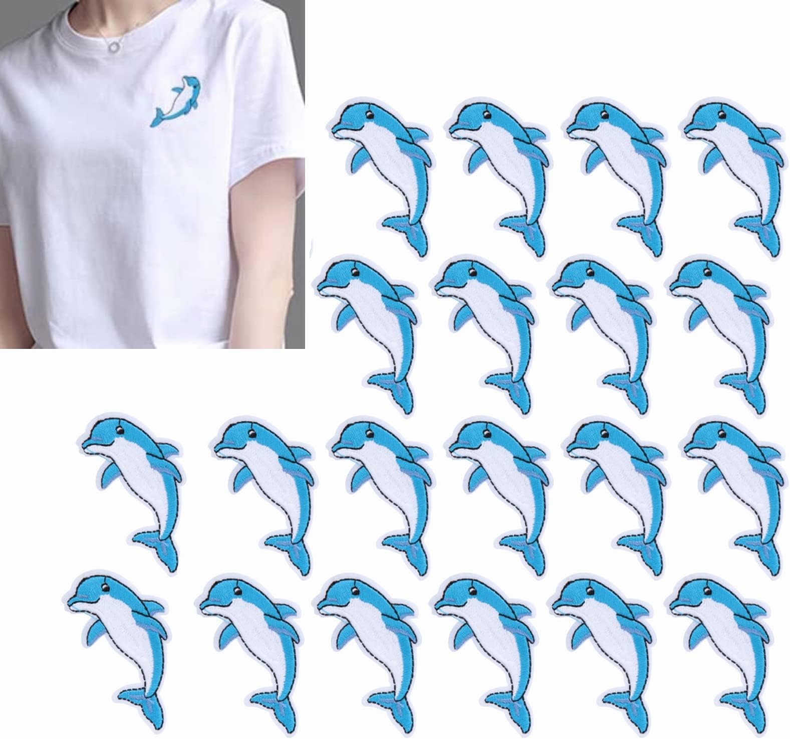 Amazon.com: Bottlenose Dolphin Embroidered Patch Porpoise Iron-On ...