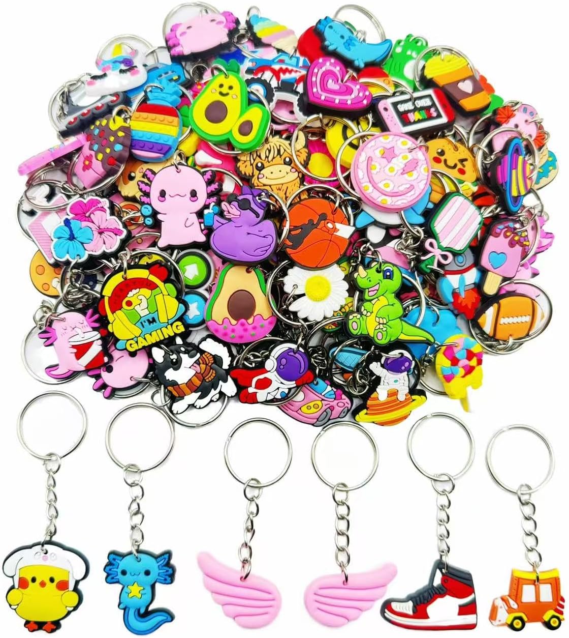 Amazon.com: Ella & Emma 30/50/100 Bulk Different Keychains, Mixed Non ...