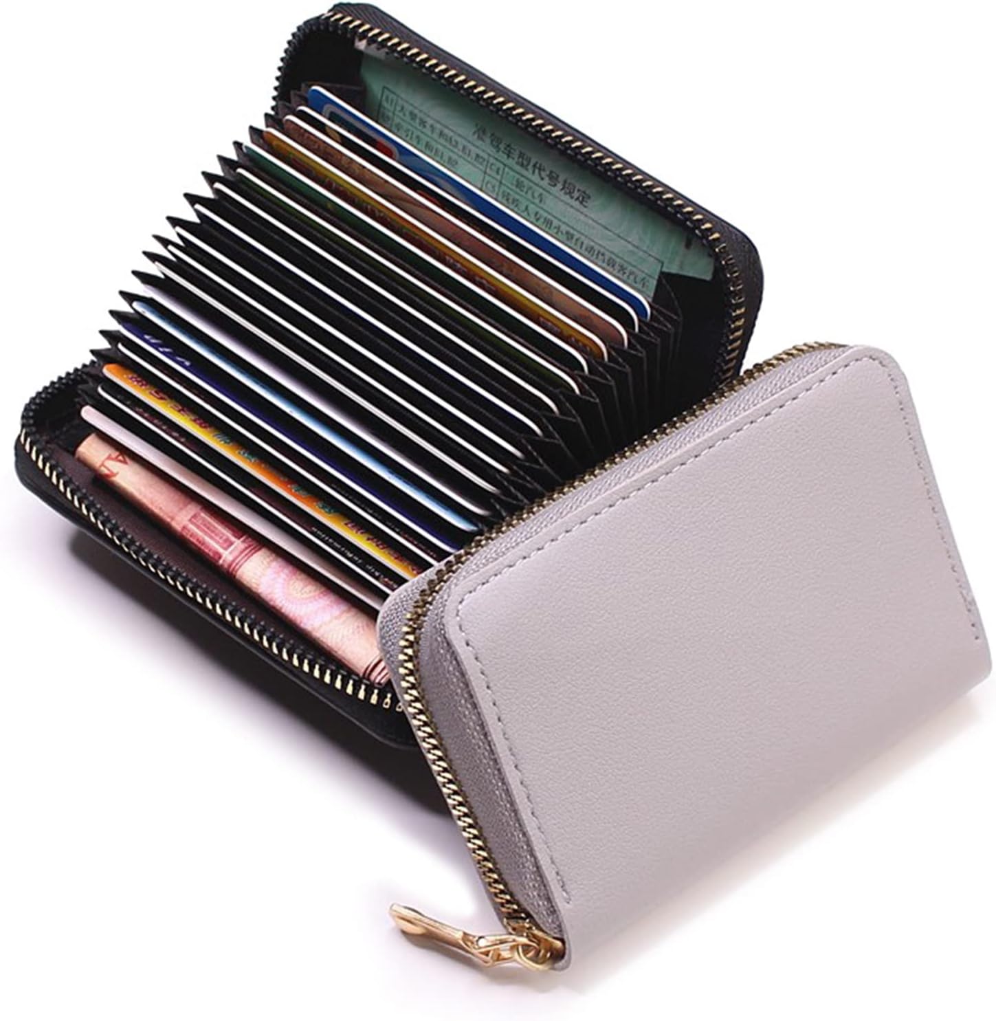 Amazon.com: Bayetss Small Leather Zipper Card Case Coin Change Wallet ...