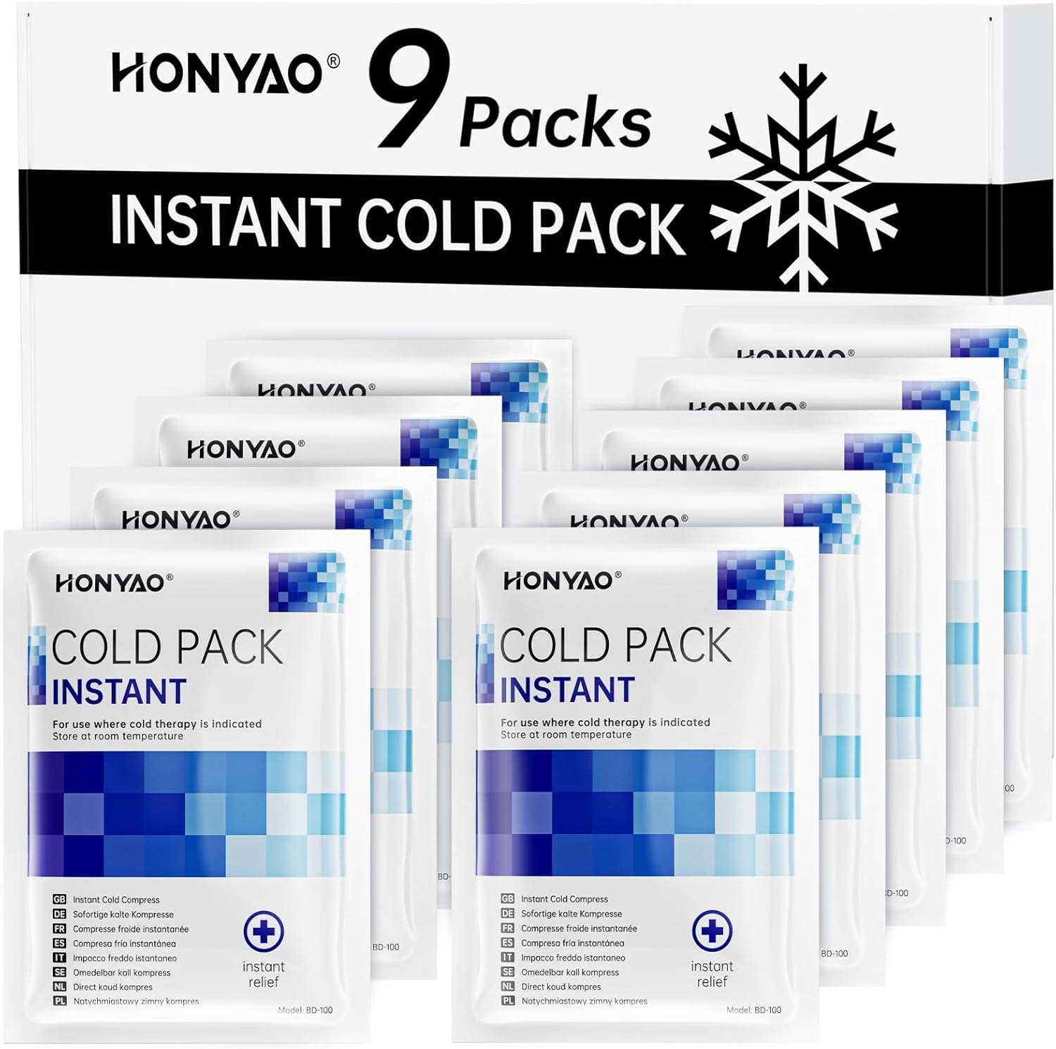 HONYAO Instant Ice Pack, 9 Packs Disposable Instant Cold Packs, Ice ...