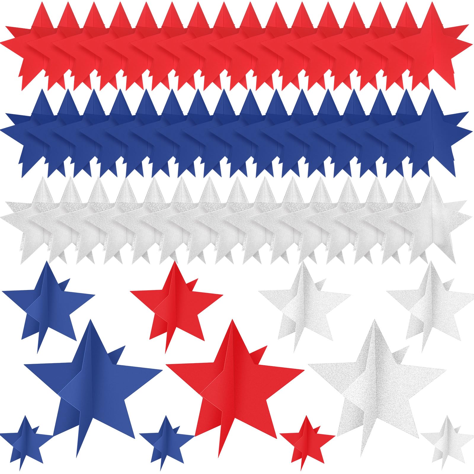 Snapklik.com : 45 Pcs 4th Of July Decorations Red White Blue Star Table ...