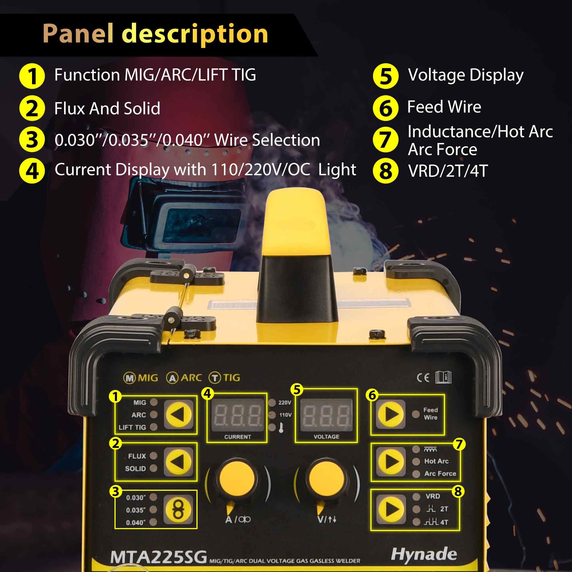 Snapklik.com : Hynade 3 In 1 Mig Welder MTA225SG,Digital Dual Voltage ...