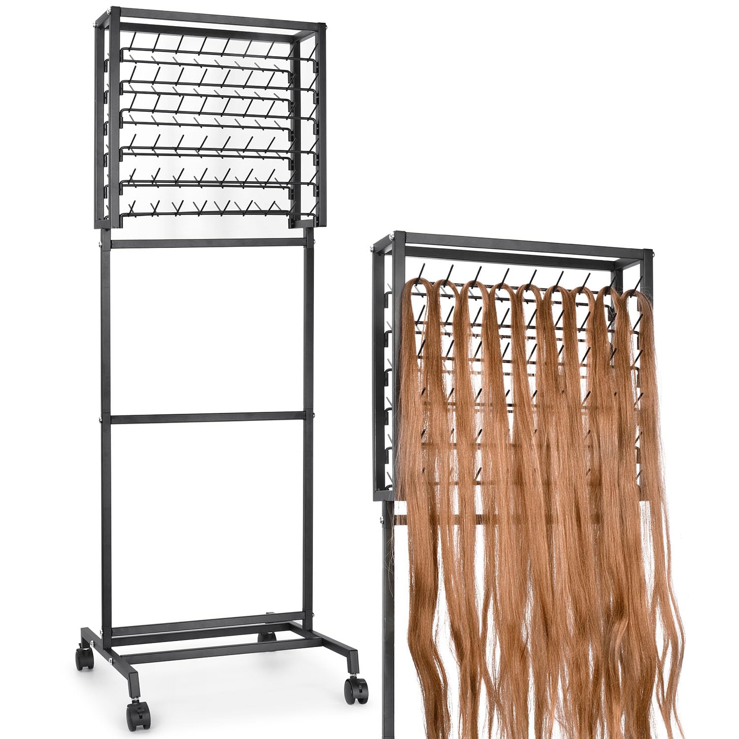 JOSTZHXIN Braiding Hair Rack 108 Pegs, Braid Rack with Wheels, 2-Sided ...