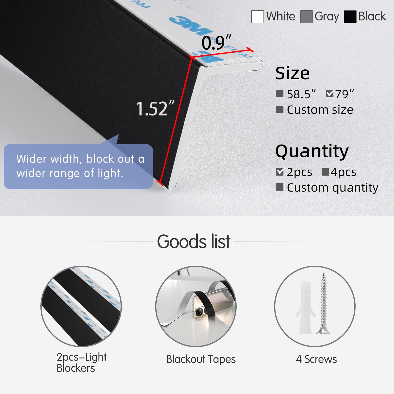 Snapklik.com : ZSTARR 79in Blackout Light Blockers Side Tracks,PVC ...