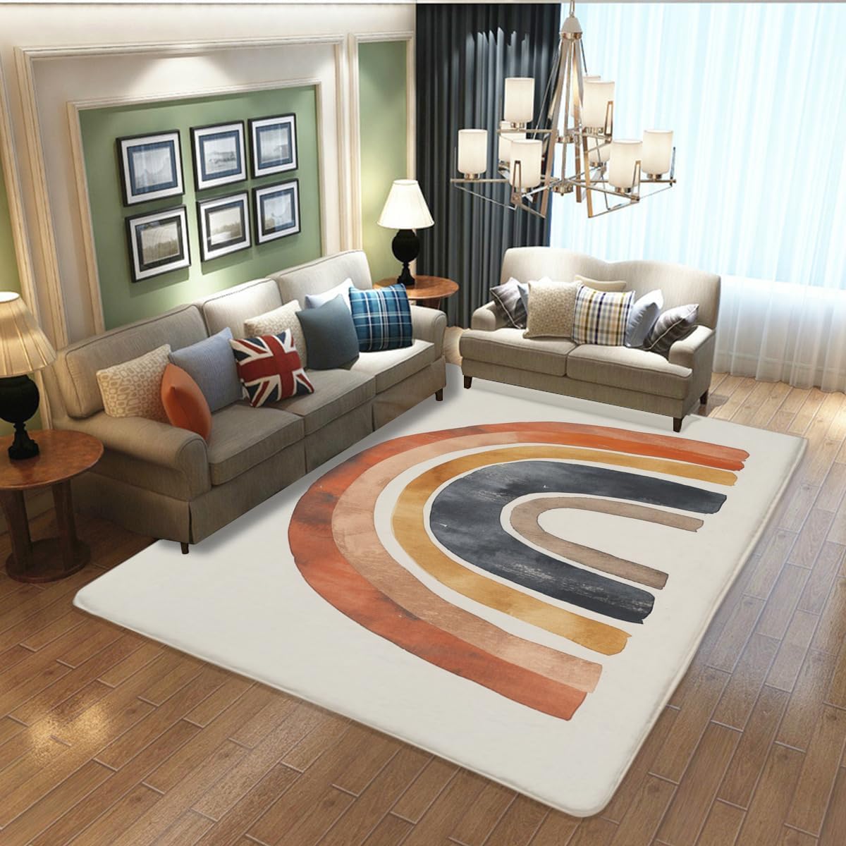 Amazon.com: QZLFCAI Modern Minimalist Design Fun Rainbow Rug, Pastel ...