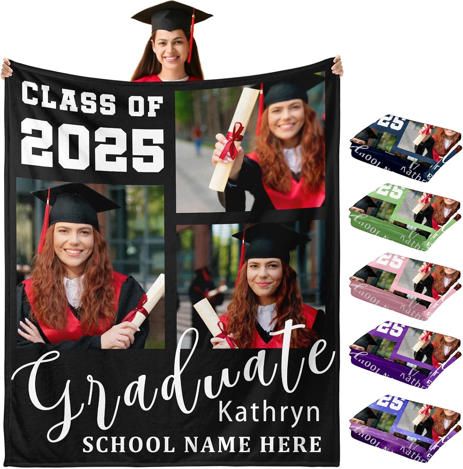 Amazon.com: Graduation Gift Custom Graduation Blanket with Photo Text ...