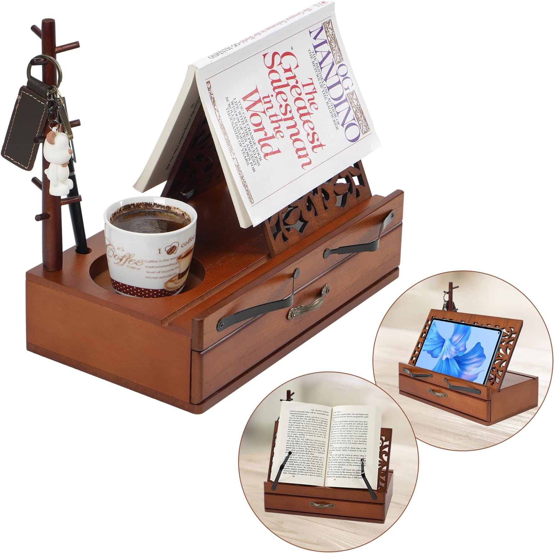 Amazon.com : LIFVEAN Triangle Wooden Book Holder - Unique Book Valet ...