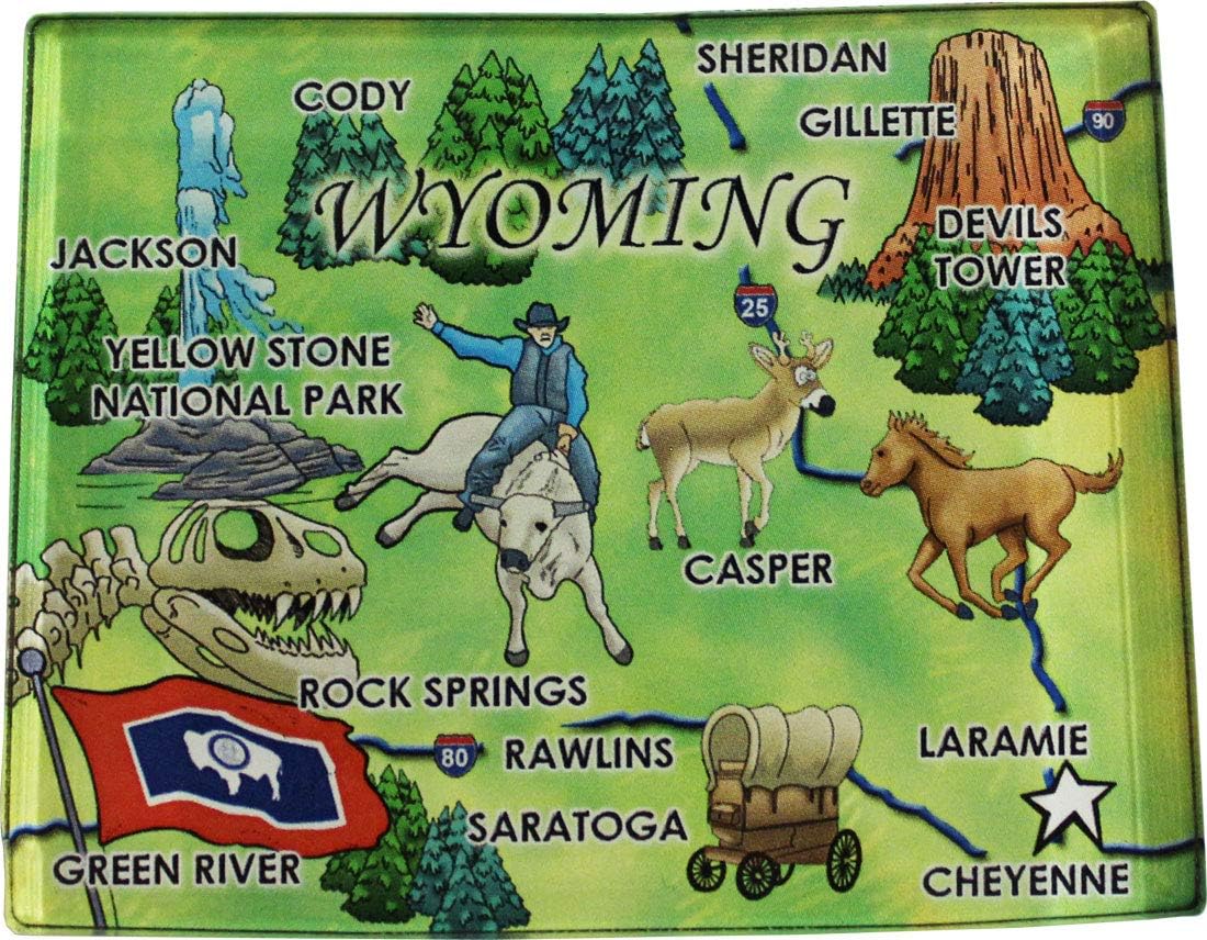 Amazon.com: Flagline Wyoming - Acrylic State Map Refrigerator Magnet ...