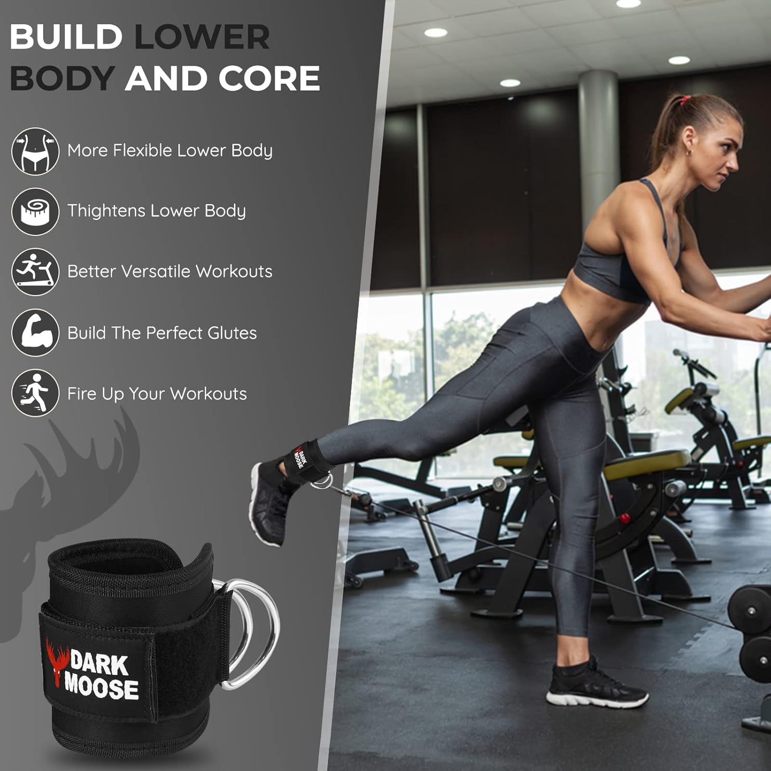 DARK MOOSE Ankle Straps for Cable Machine Attachments Gym Ankle Cuffs ...