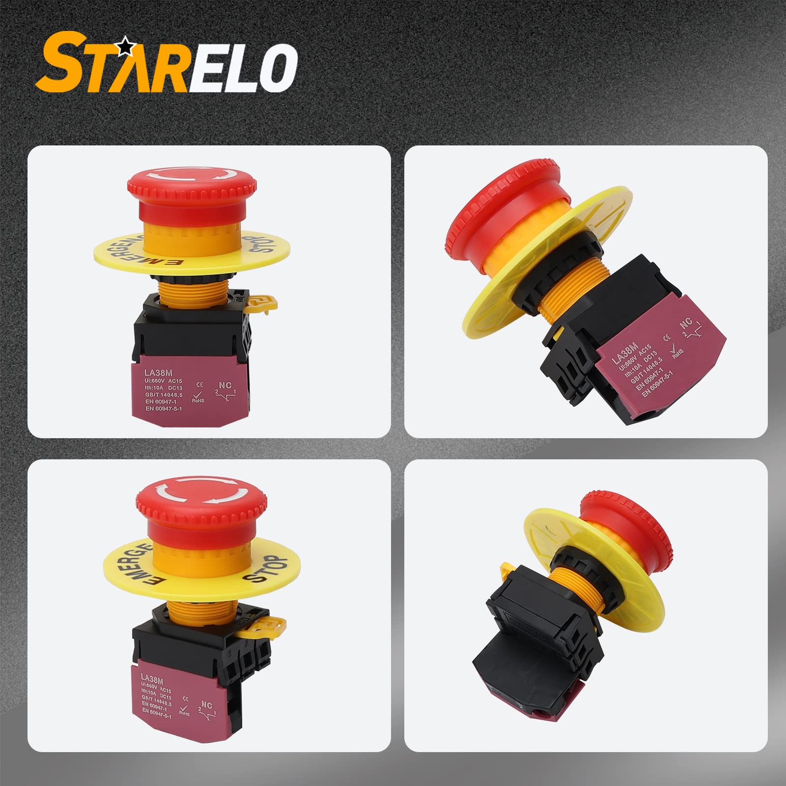 Snapklik.com : 22MM 1NC Red Mushroom Emergency Stop Latching Push ...