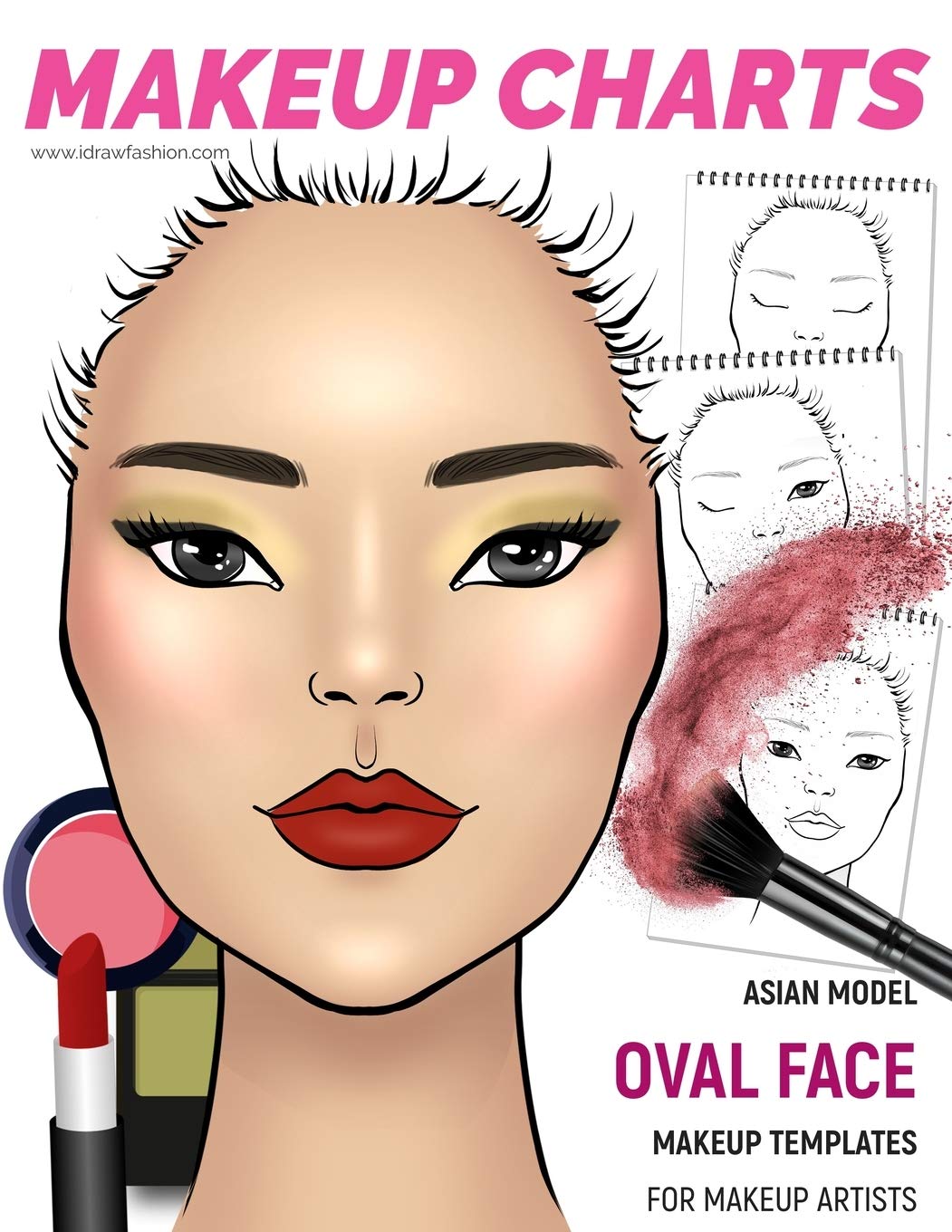 Makeup Charts - Asian Model face with an OVAL shape: 54 Face Charts for ...