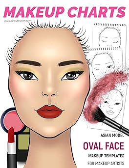 Makeup Charts - Asian Model face with an OVAL shape: 54 Face Charts for ...
