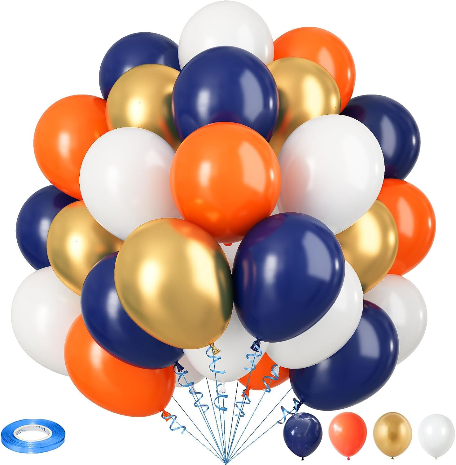 Amazon.com: Navy Blue and Orange Balloons, Navy Blue Metallic Orange ...