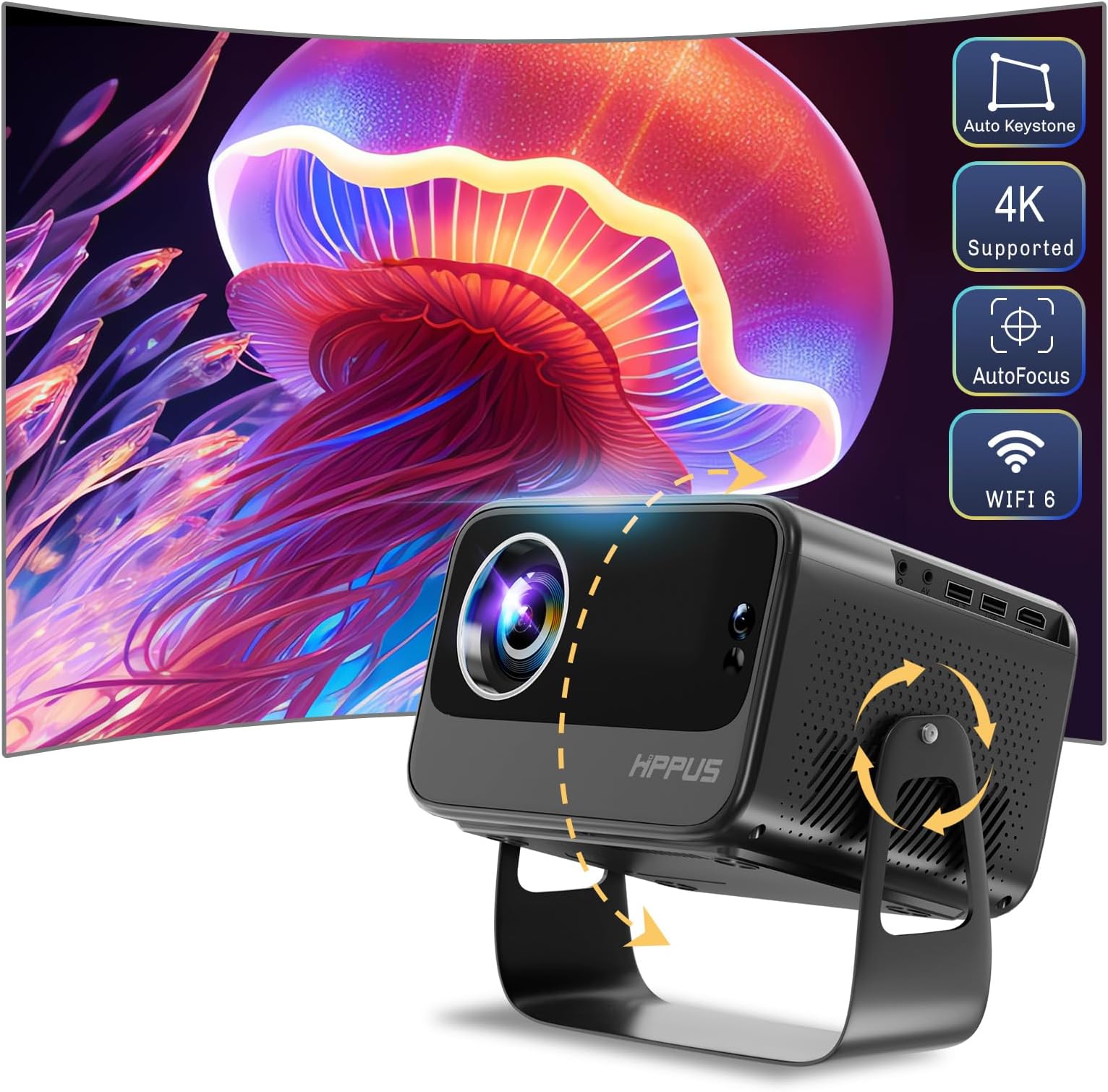 Amazon.com: 【No Balck Spots & Auto Focus & Keystone】 Projector Native ...