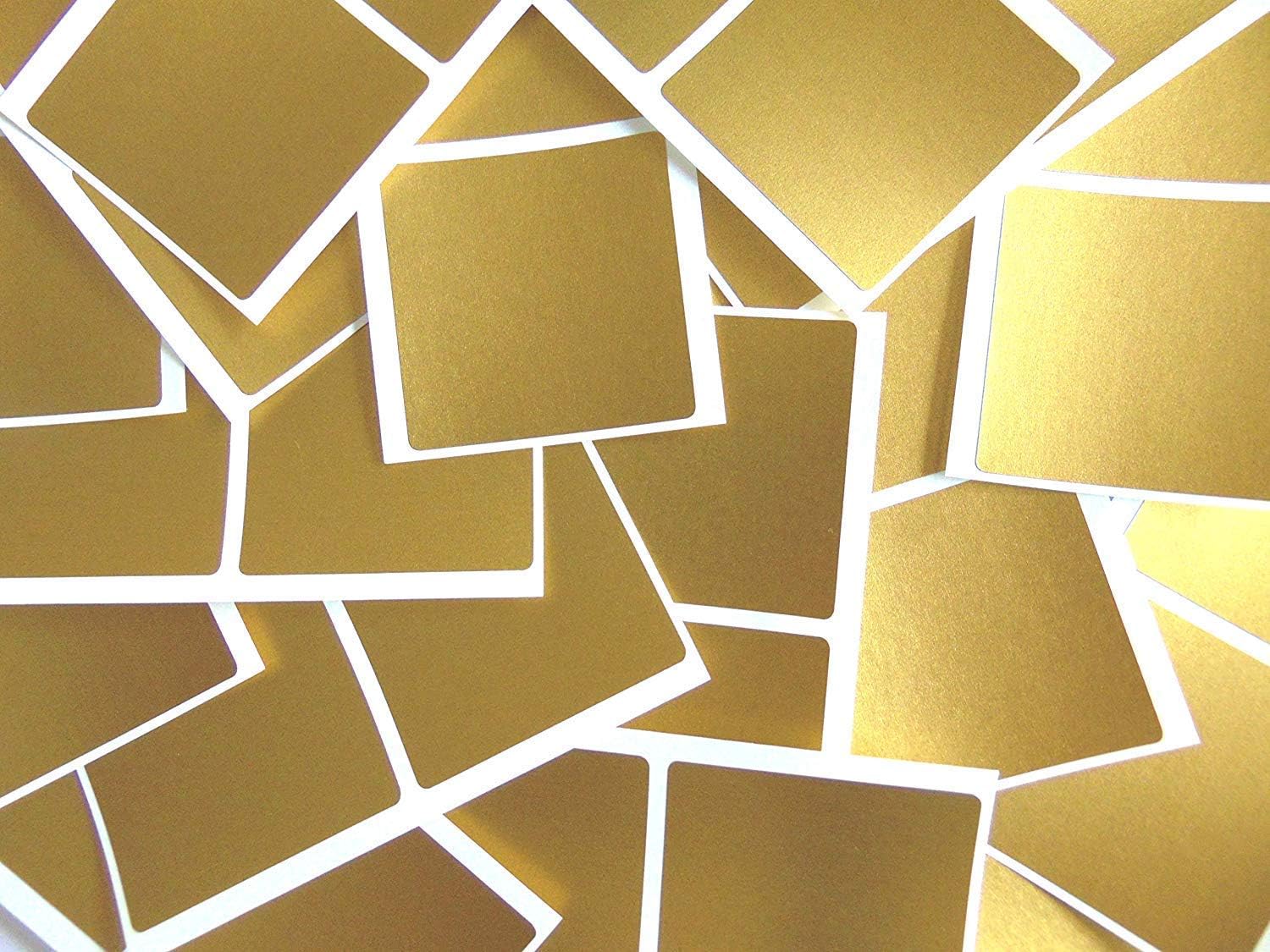 50 Labels, 51mm 2 inch Square, Matt Gold, Colour Code Stickers, Self ...