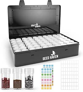 Seed Storage Box, Opaque Light Proof Seed Organizer Storage Box with 60 ...