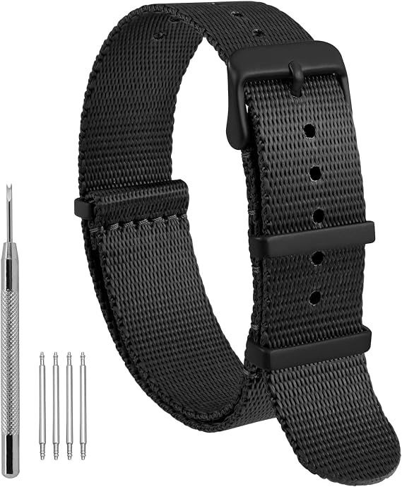 WOCCI 16mm Military Nylon Watch Band, One-piece Nylon Strap for Men and ...