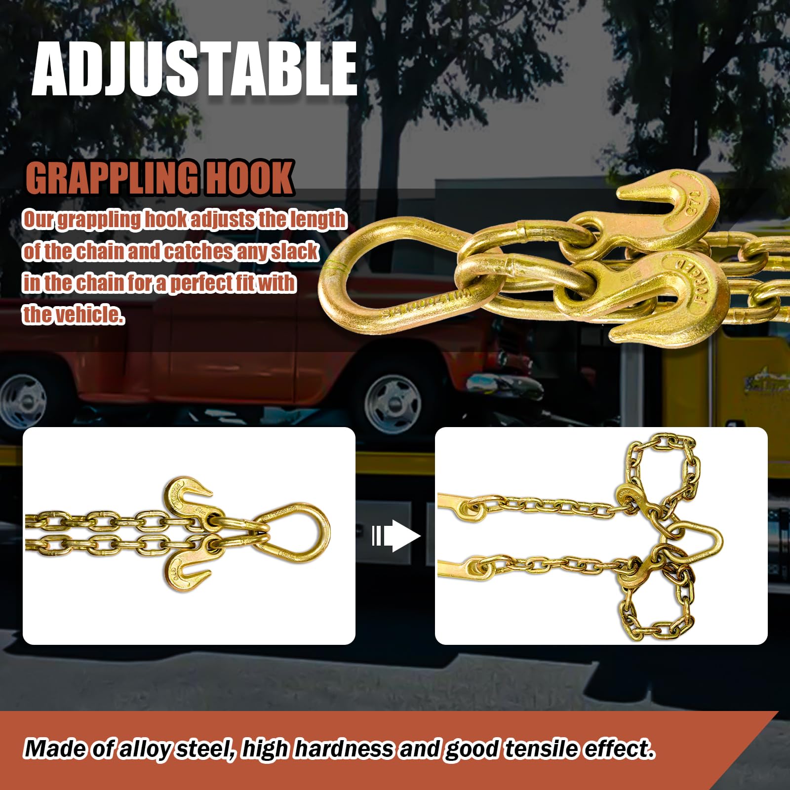 Snapklik.com : KITUYOTO V-Bridle Towing Chain Bridle J Hook Tow Chain ...
