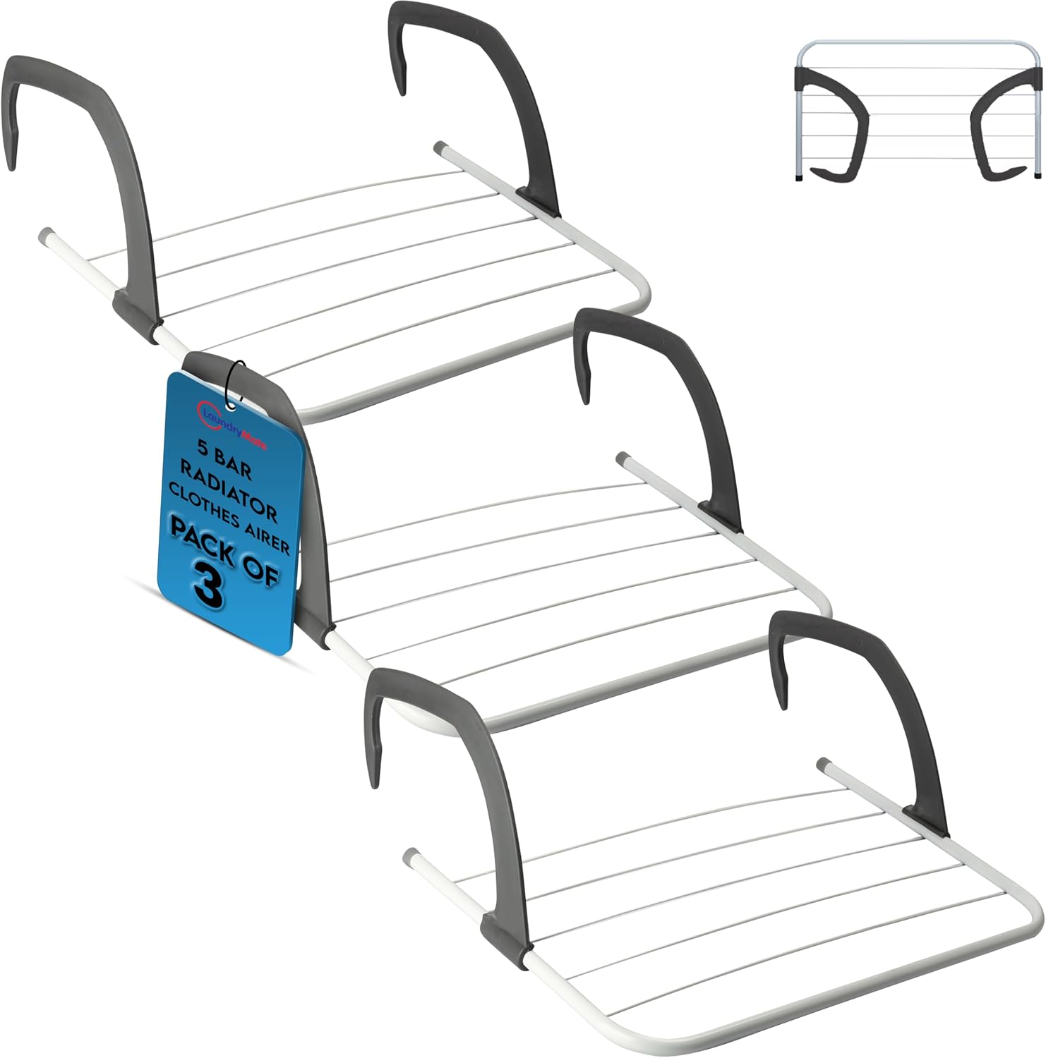 Laundry Mate Radiator Airer 5 Bars – Over Door Clothes Airer, 3Pack ...