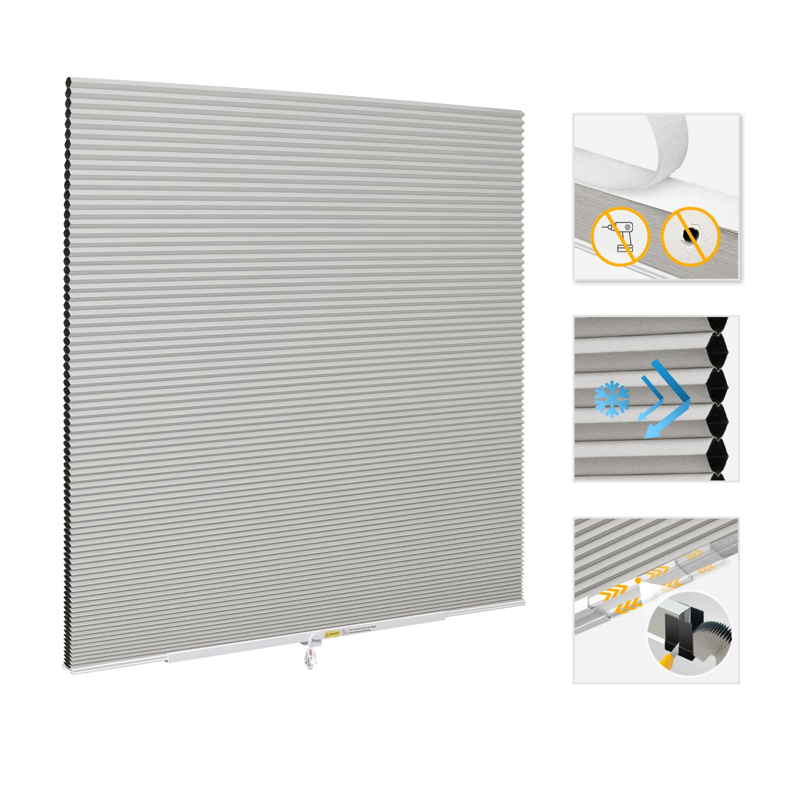 Amazon.com: Cellular Shades No Drill Blackout Blinds for Indoor Windows ...