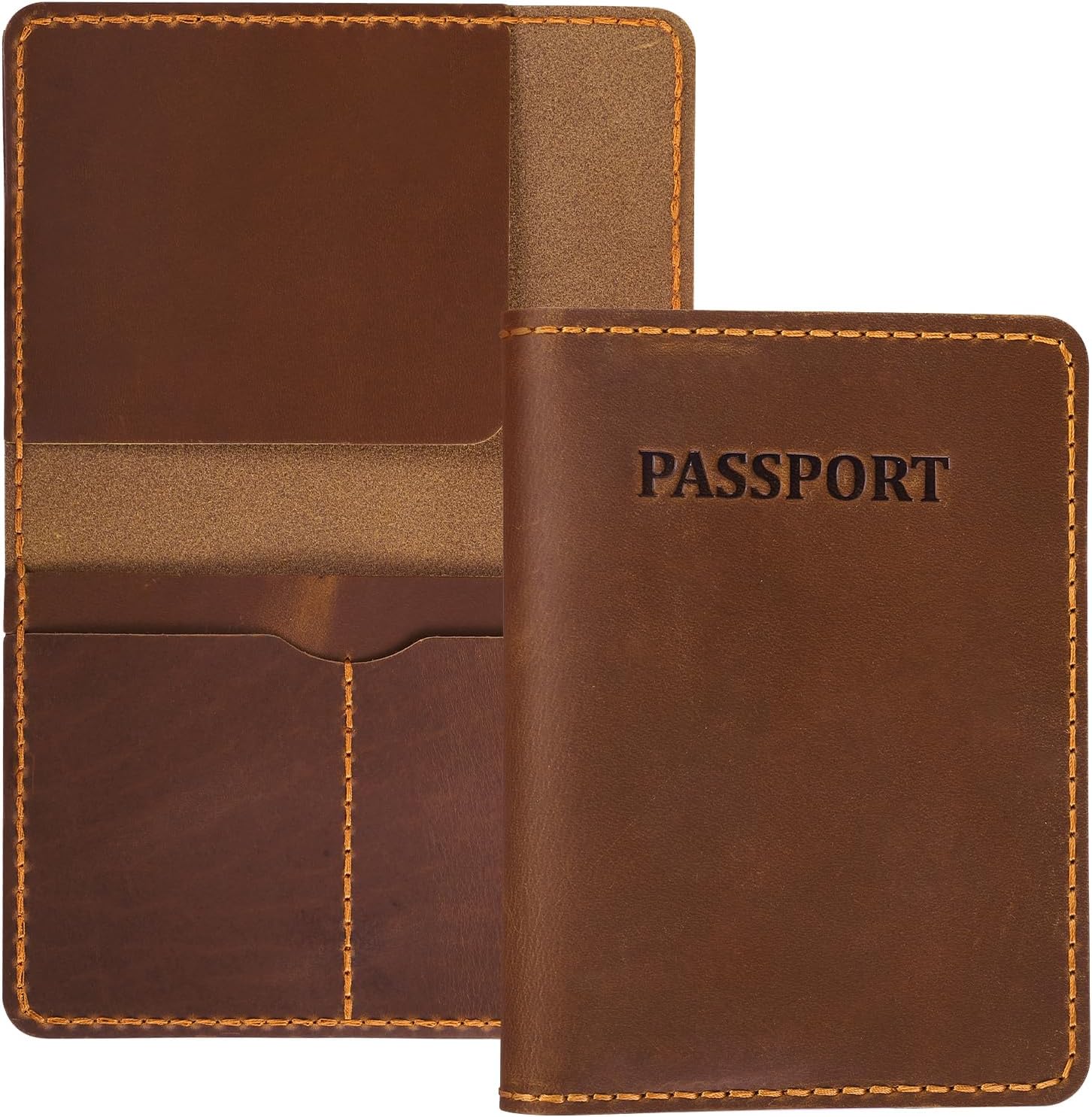 Genuine Leather Passport Holder for Travel,RFID Blocking Passport Cover ...