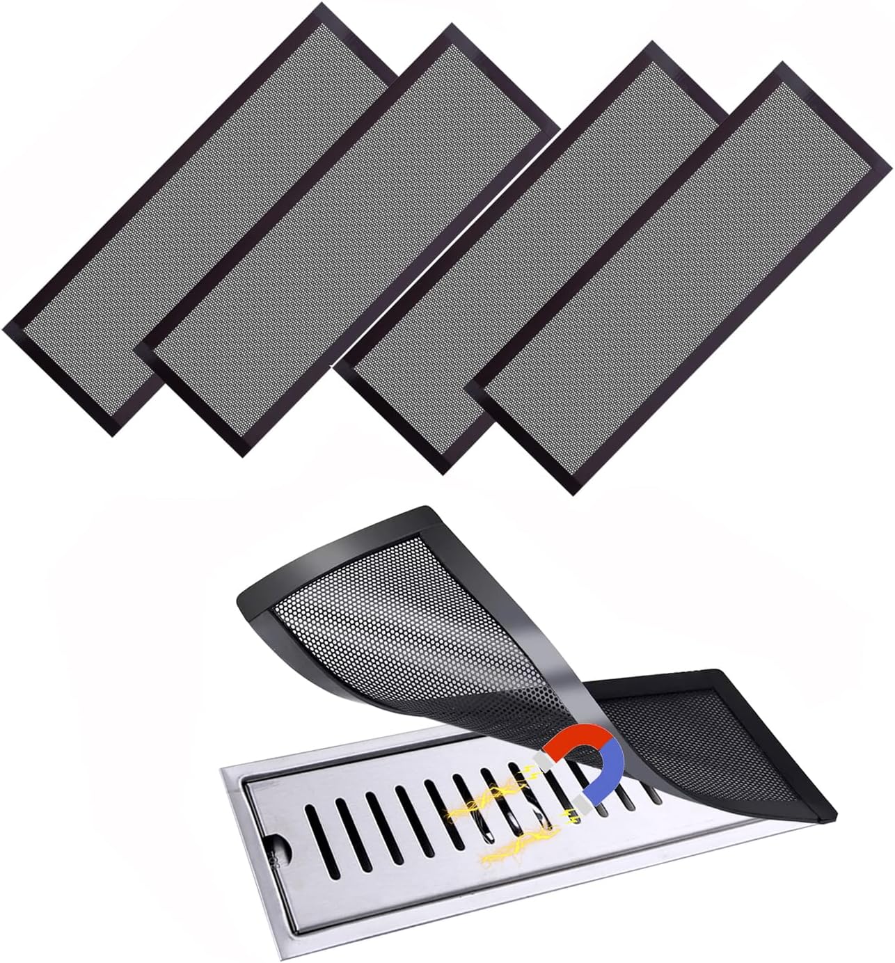 etoper Floor Vent Covers Magnetic PVC Vent Mesh Cover,4 x 10 Inch Air ...