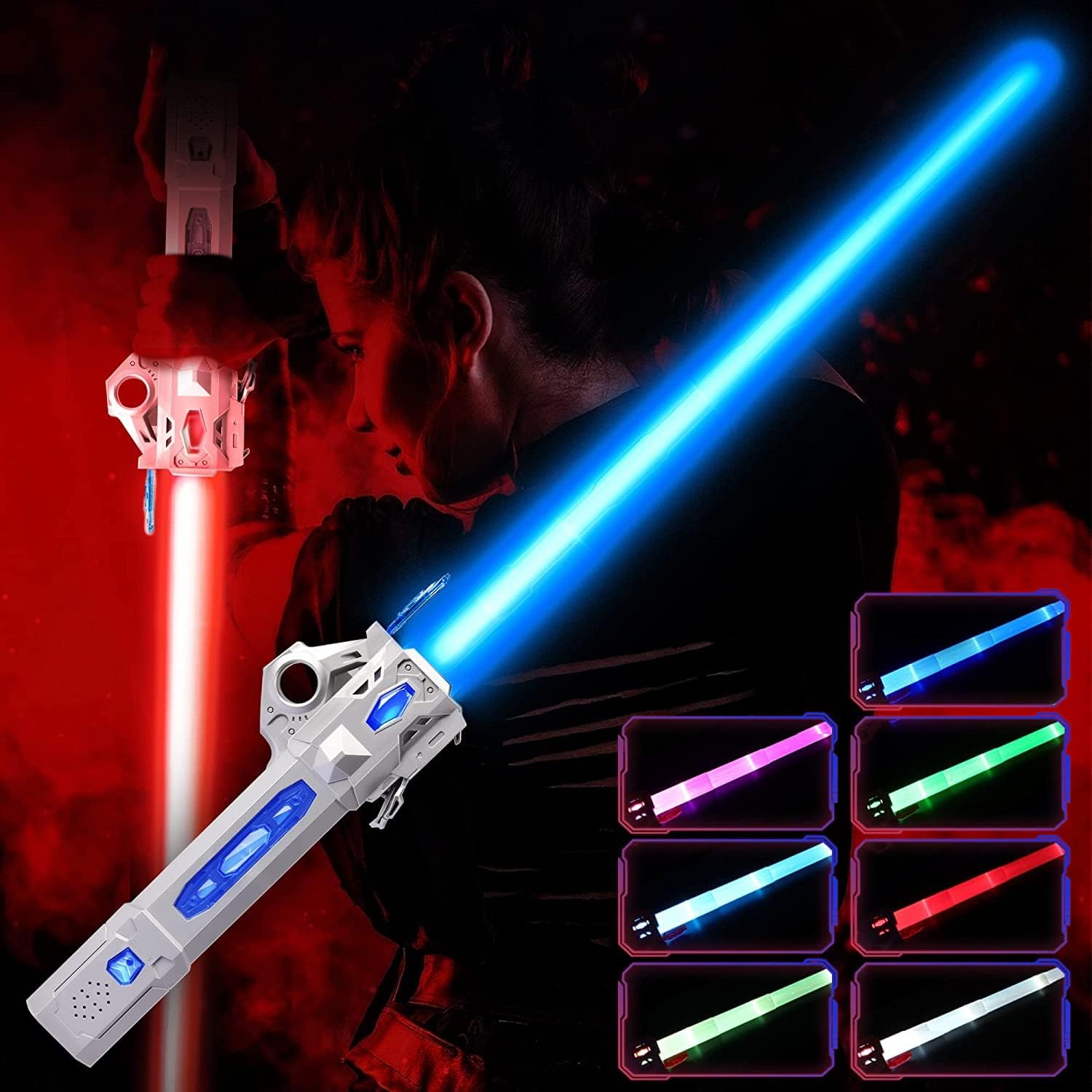 Light Saber, 7 Color Lightsaber Sword for Starwars with FX Sound, 2 in1 ...