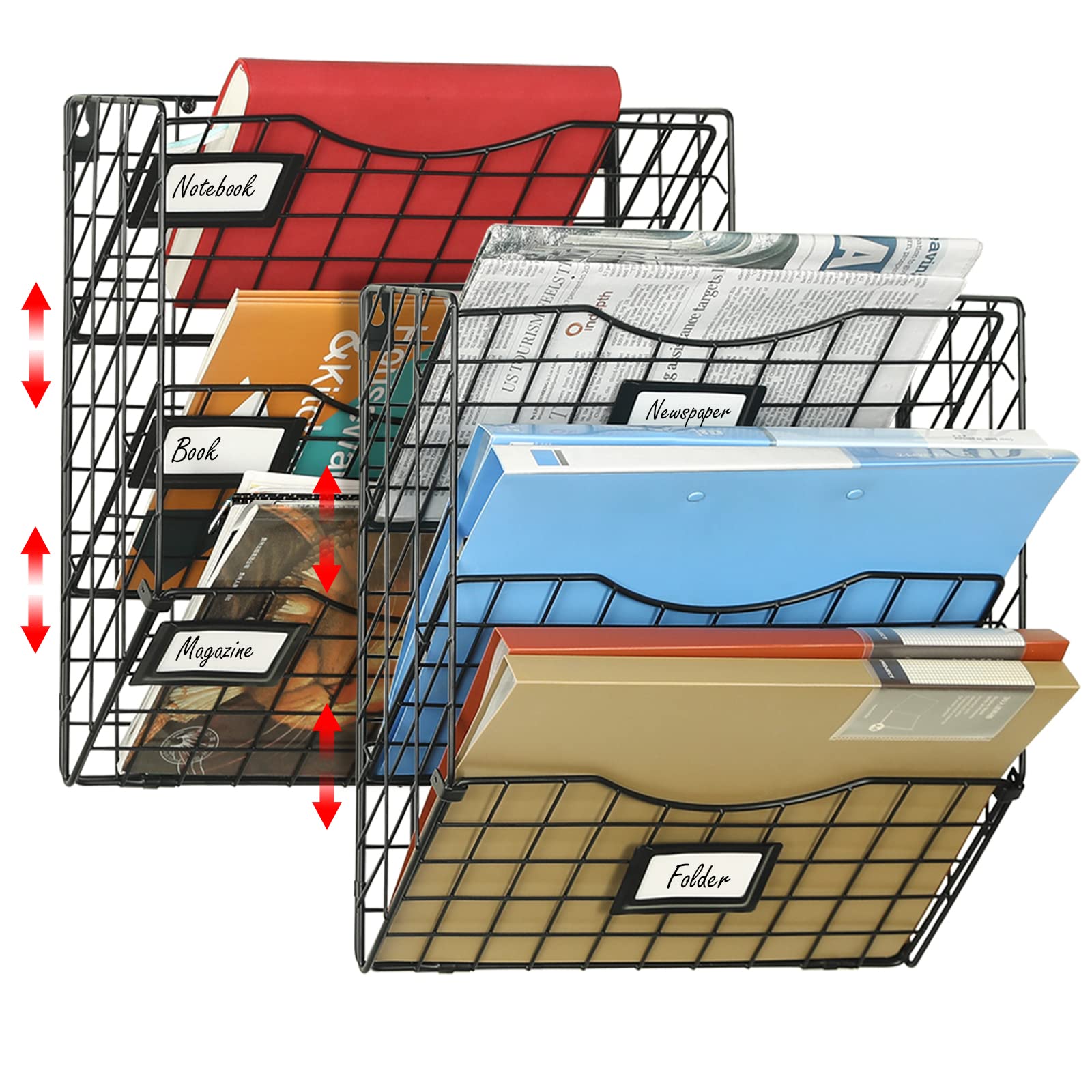 2 Pack Wall Mounted Mesh File Organizer With 4 Adjustable | Desertcart ...
