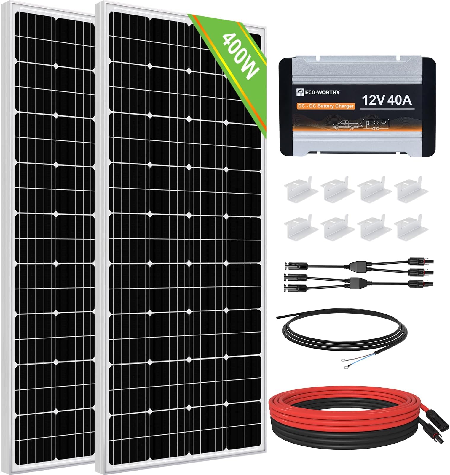 Amazon.com : ECO-WORTHY 400 Watts 12 Volt Solar Panel Kit with 12V 40A ...