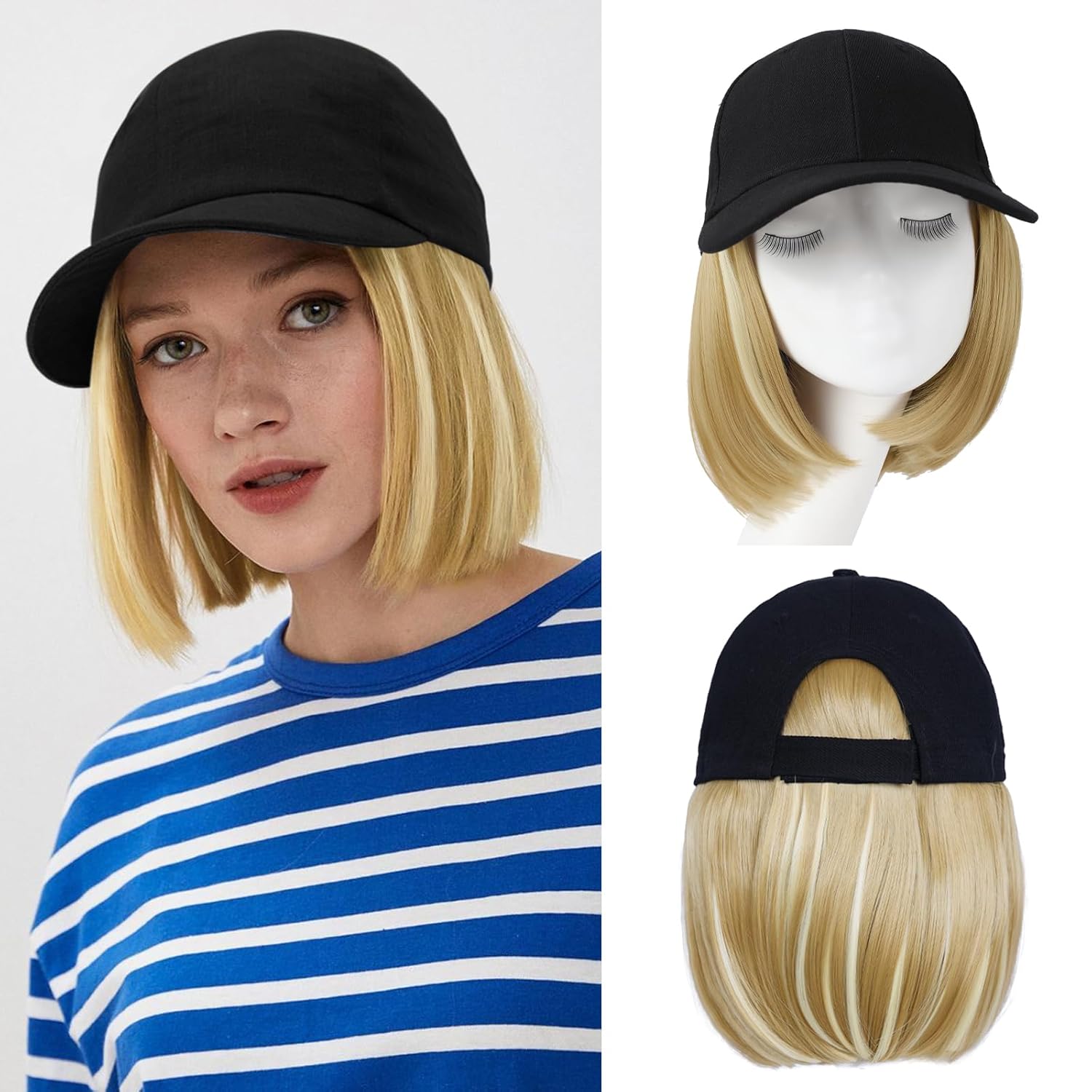 Amazon.com : FORCUTEU Hat Wigs for Women Baseball Cap with Hair ...