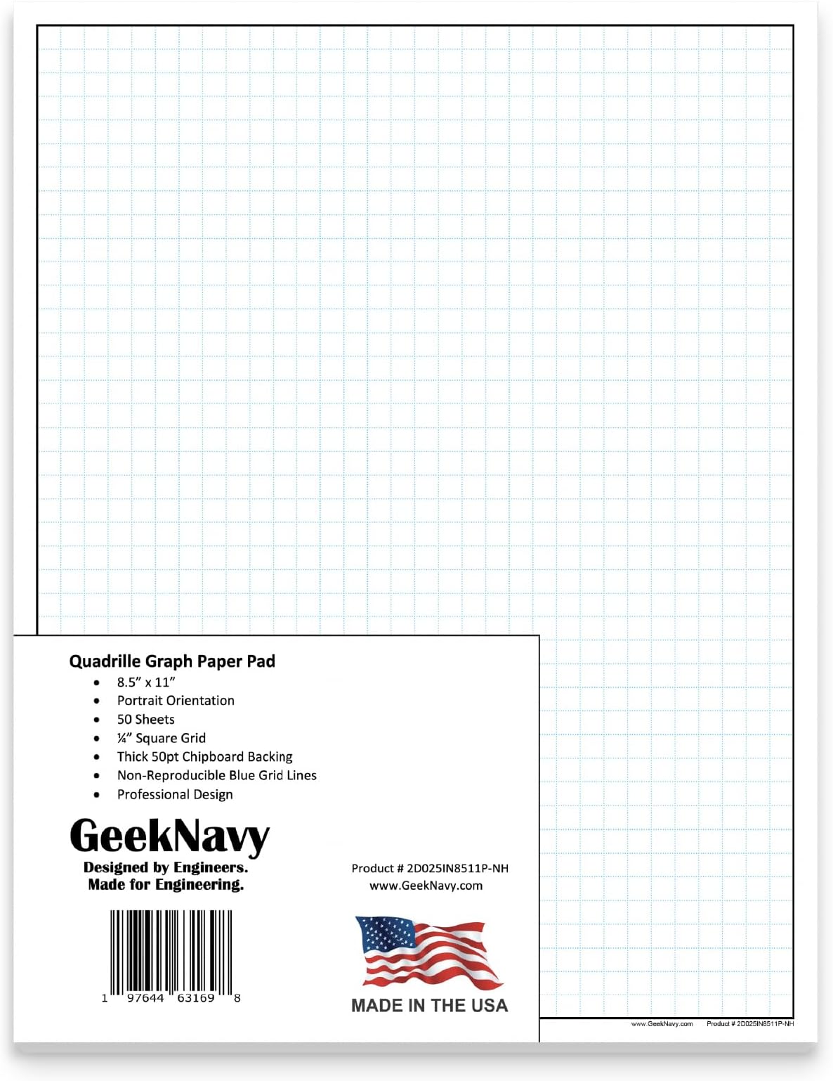 Amazon.com : GeekNavy 8.5" x 11" Quadrille Graph Paper 50 Sheets ...