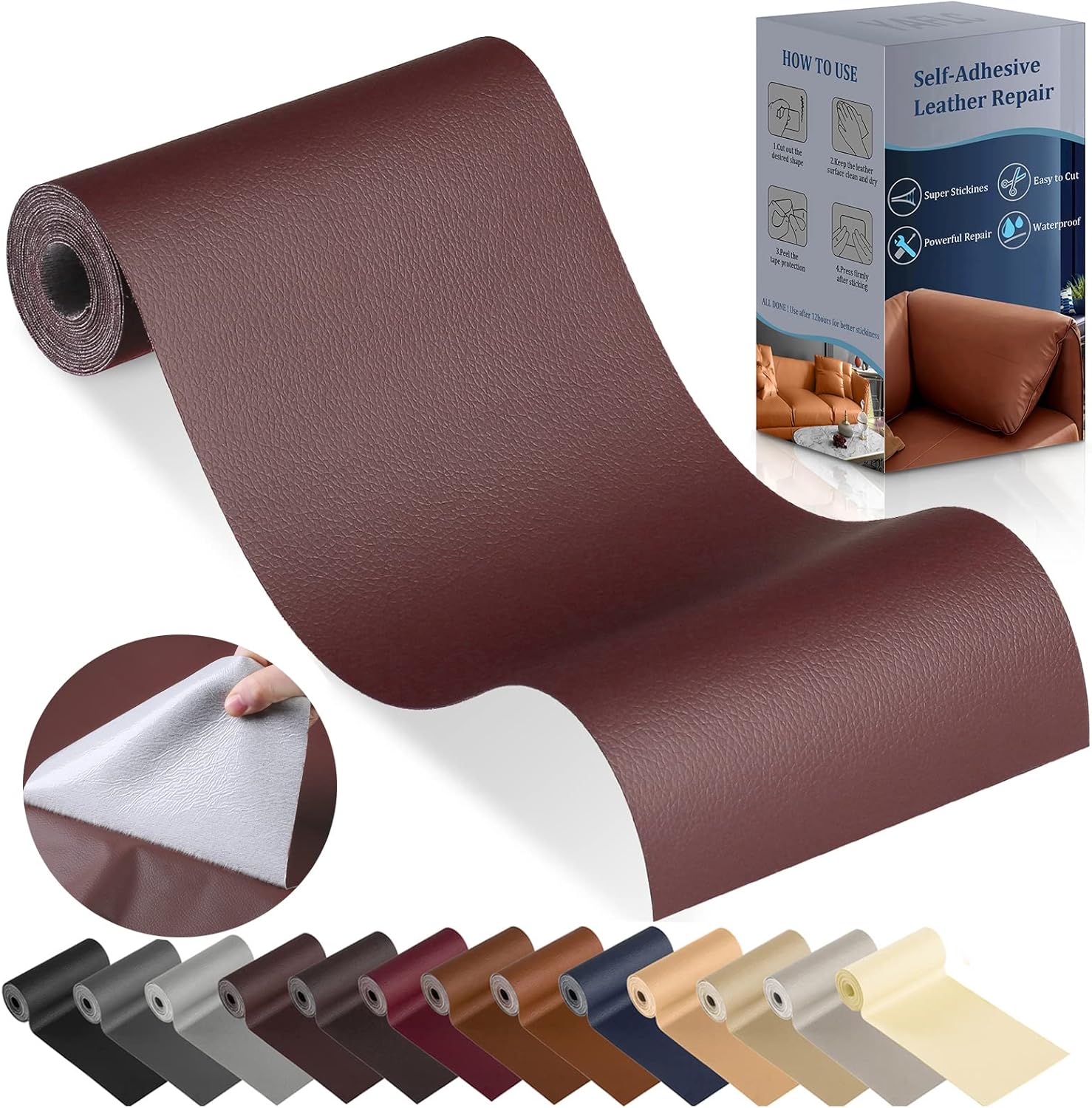 Amazon.com: YAFLC Leather Repair Patch for Furniture, 4" x 63" Self ...
