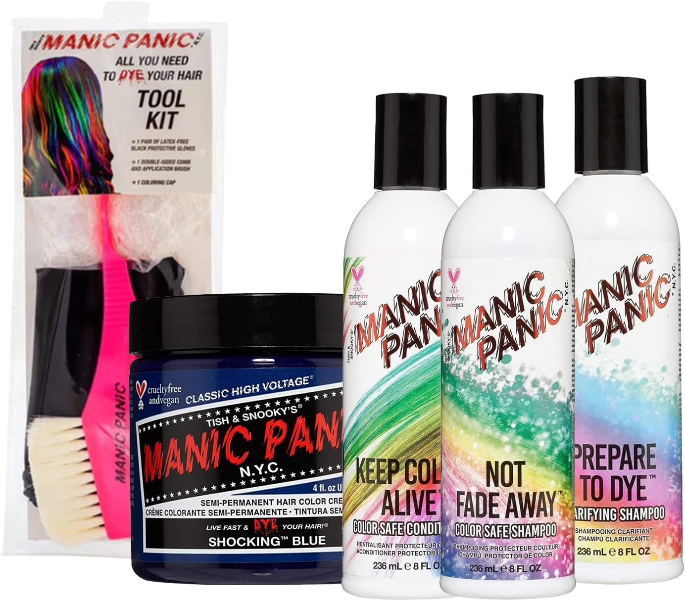 Amazon.com : MANIC PANIC Shocking Blue Hair Dye Bundle with Prepare to ...