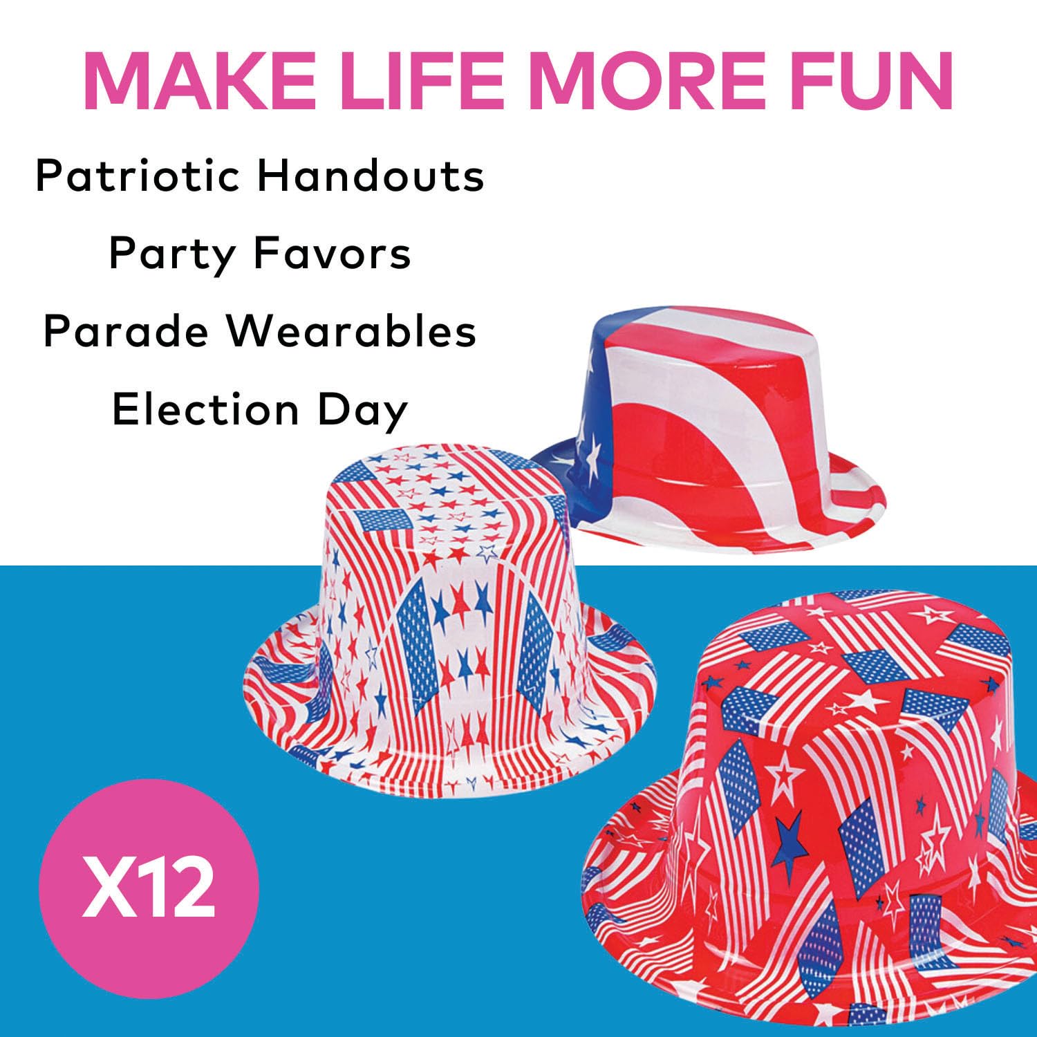 Snapklik.com : Patriotic USA Hat Collection - 12 Pack Red White Blue ...