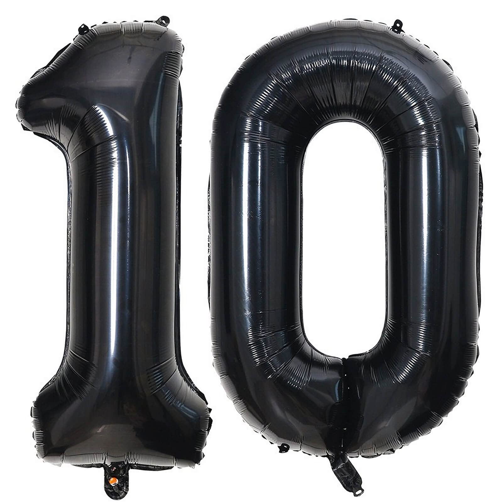 Amazon.com: 40 Inch Black 10 Number Balloons Giant 10 Balloons Black ...