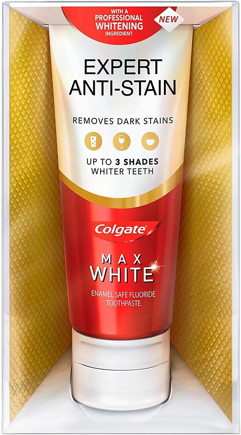 Colgate Max White Expert Anti Stain Toothpaste 75 ml, Dark Stain ...