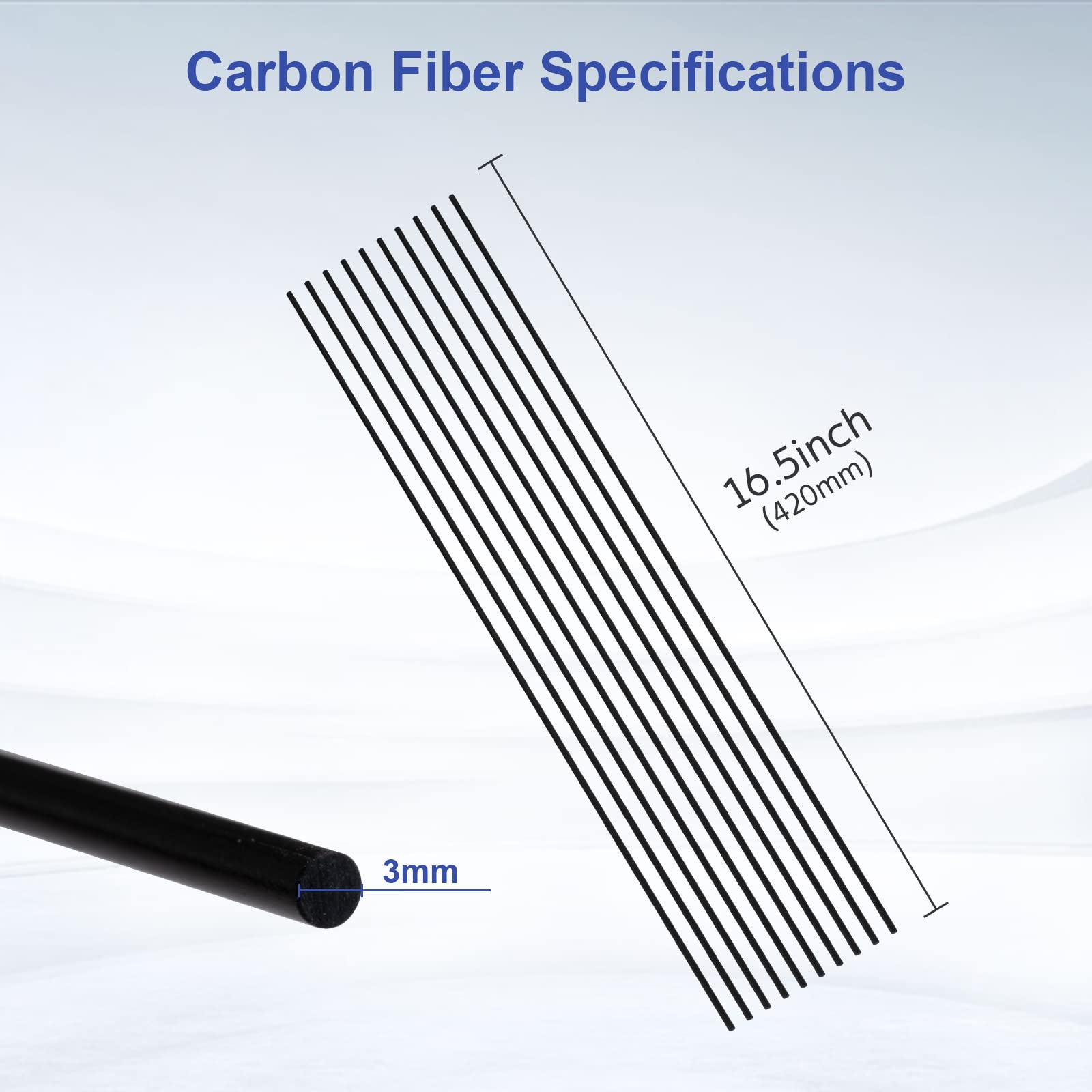 Snapklik.com : FAKILO Carbon Fiber Rod 3 X 420 MM - 100% Matte Carbon ...