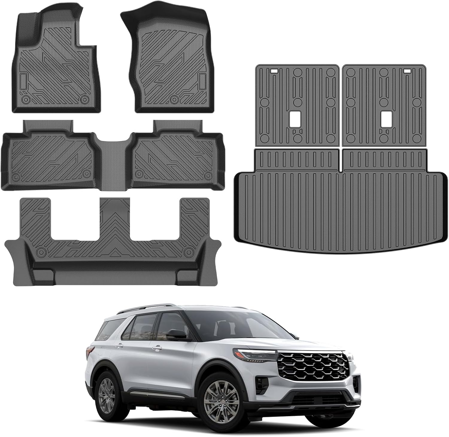 Cacartist Floor Mats Cargo Liner Custom Fit for Ford Explorer 2020-2025 ...