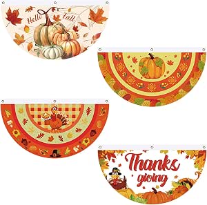 Amazon.com : 4PCS Thanksgiving House Flags Fan Flag Thankful Grateful ...