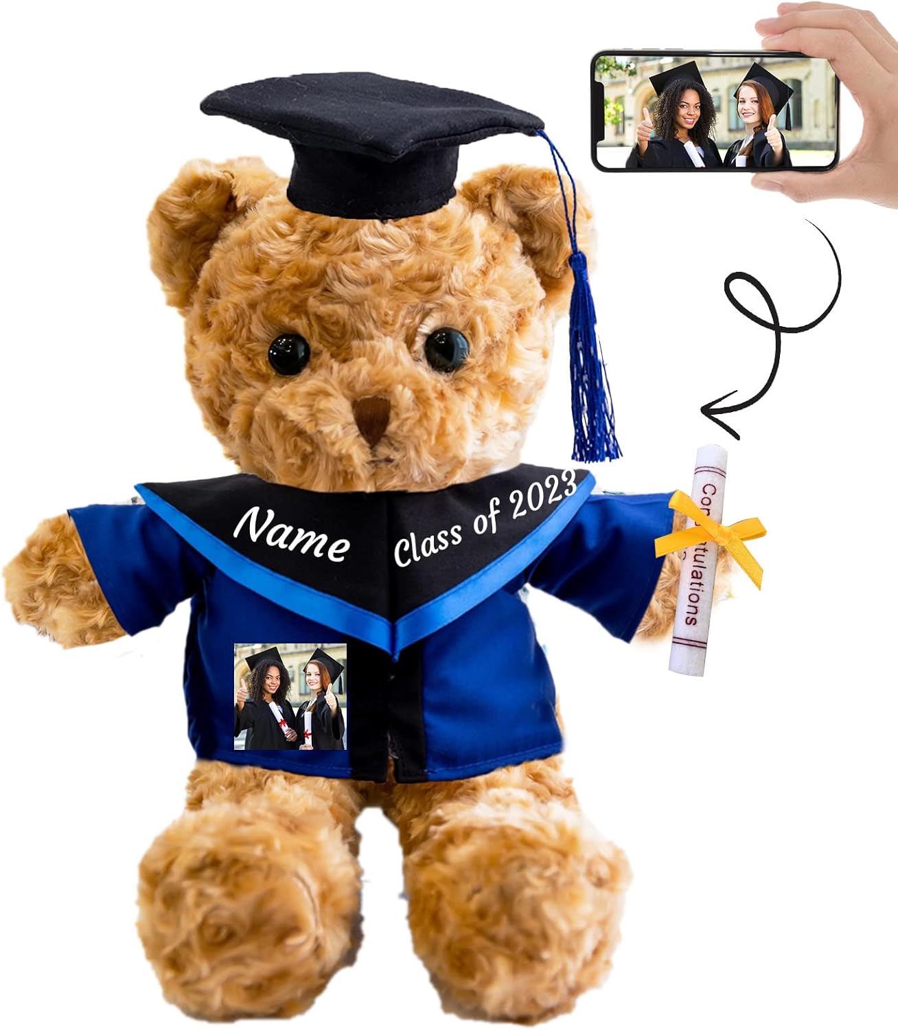 Amazon.com: MeterBear Personalized Graduation Teddy Bear with Photo ...