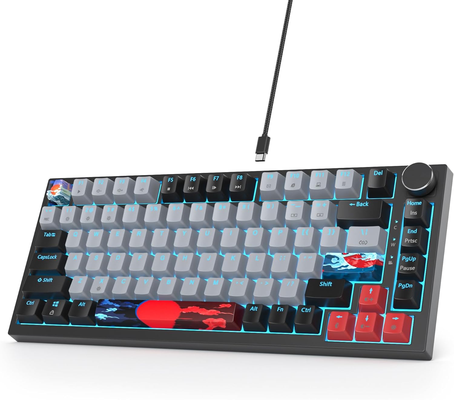 SOLIDEE Wired 75% Mechanical Gaming Keyboard Hot Swappable,Red Switch ...