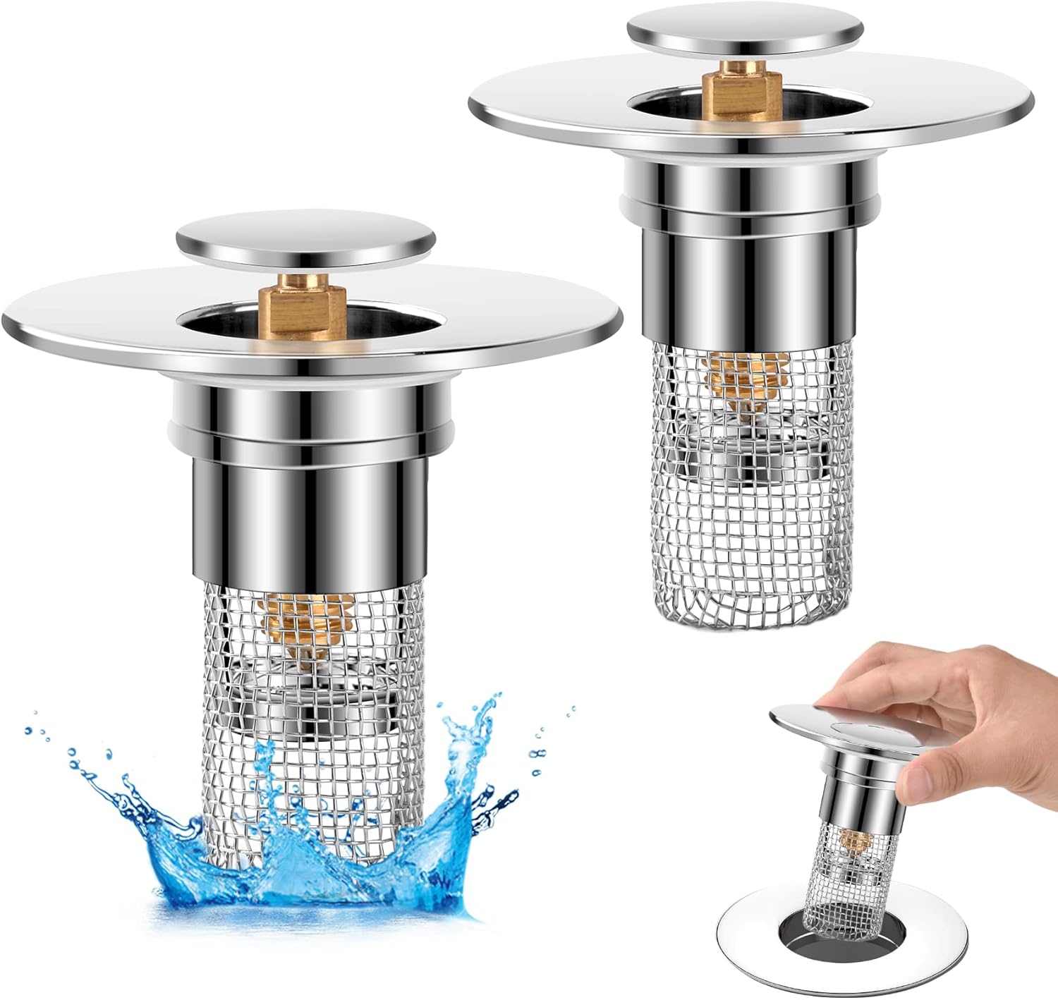 Bathroom Sink Drain Strainer, Pop Up Sink Drain Filter,Removable ...