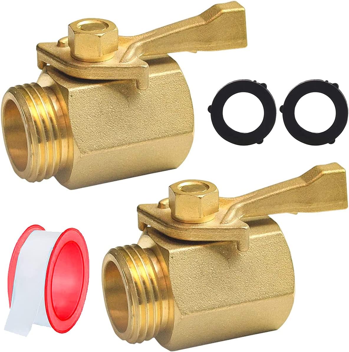 QAQGEAR 2 Pack Heavy Duty Brass Garden Hose Shut Off Valve 3/4inch ...