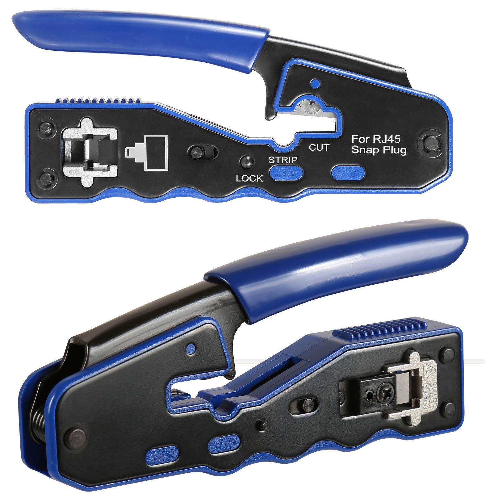 CHZHLM Rj45 Crimp Tool Kit Pass Through Crimping Tool Crimper Cutter ...