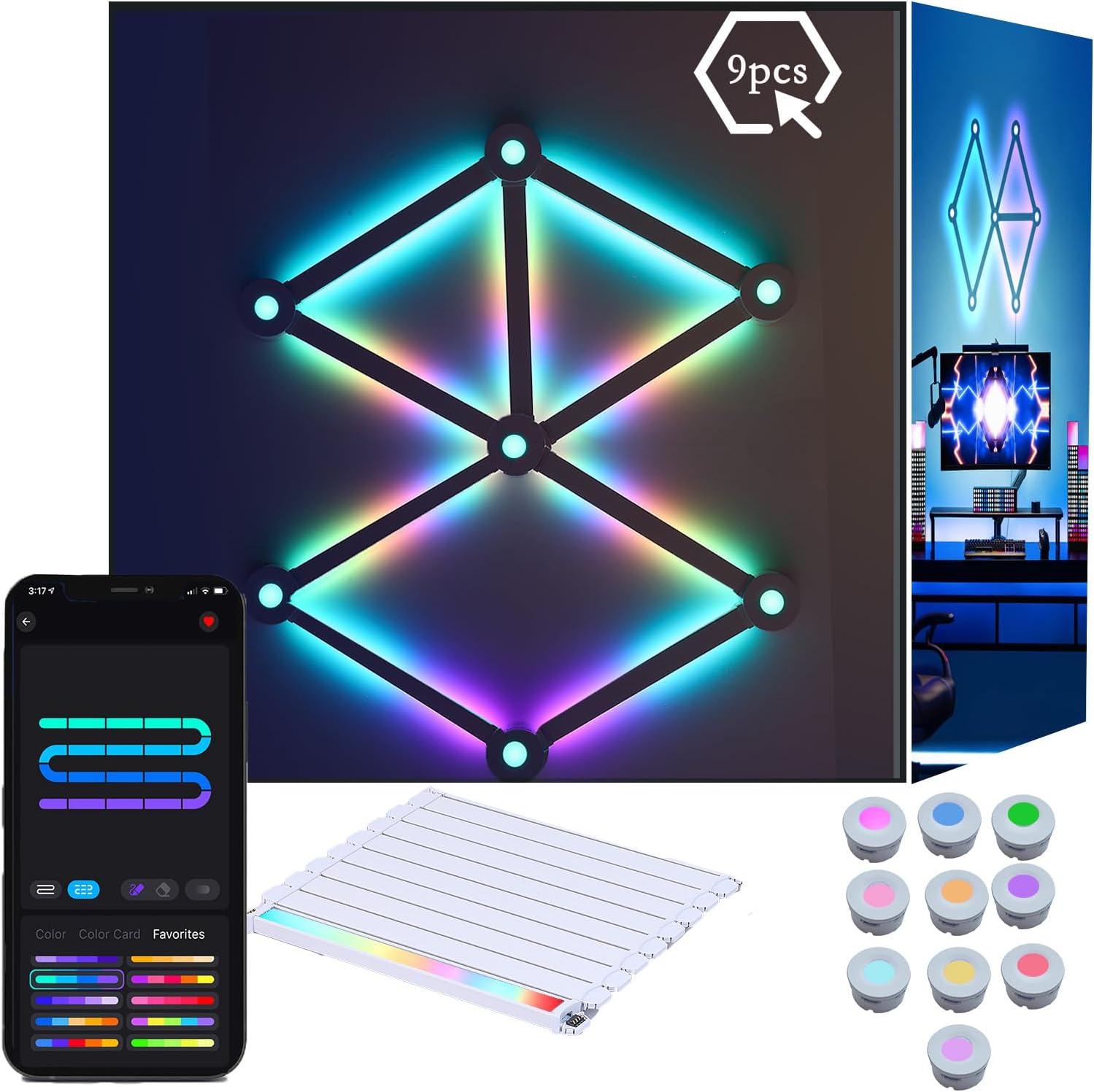 Amazon.com: HEDCINLT RGB Wall Light lines, Smart Gaming LED Lights DIY ...